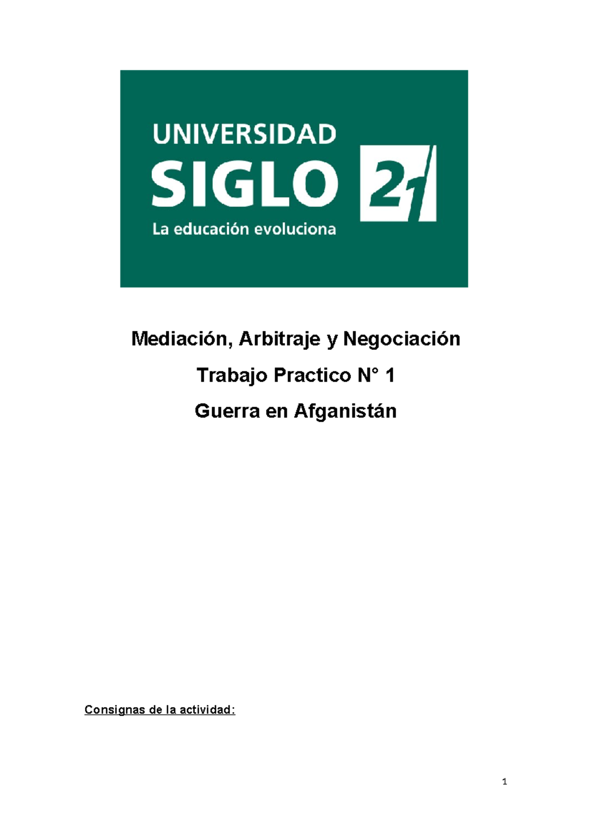 TP N° 1 Mediacion, Arbitraje y Negociación 85% - Mediación, Arbitraje y Negociación Trabajo ...