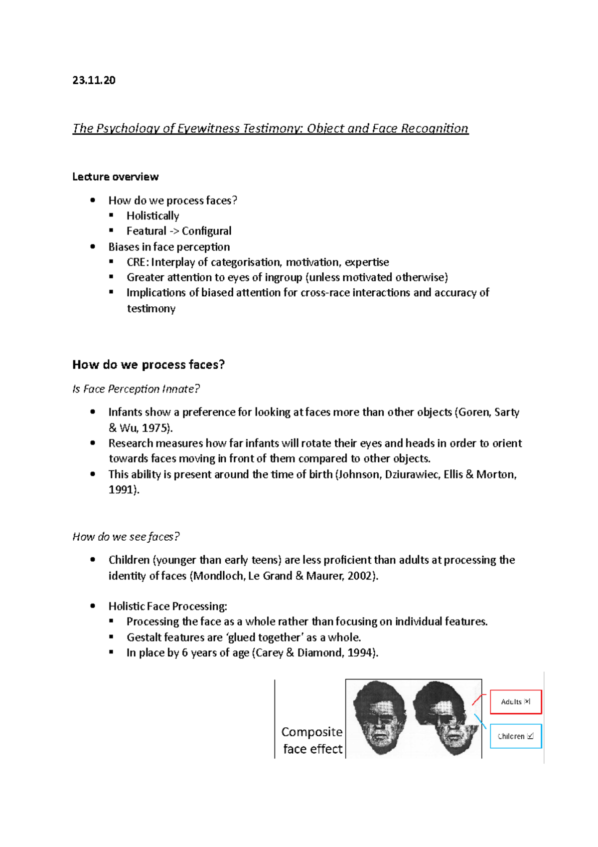 Object and Face recognition week 18 lecture 23 - 23. The Psychology of ...