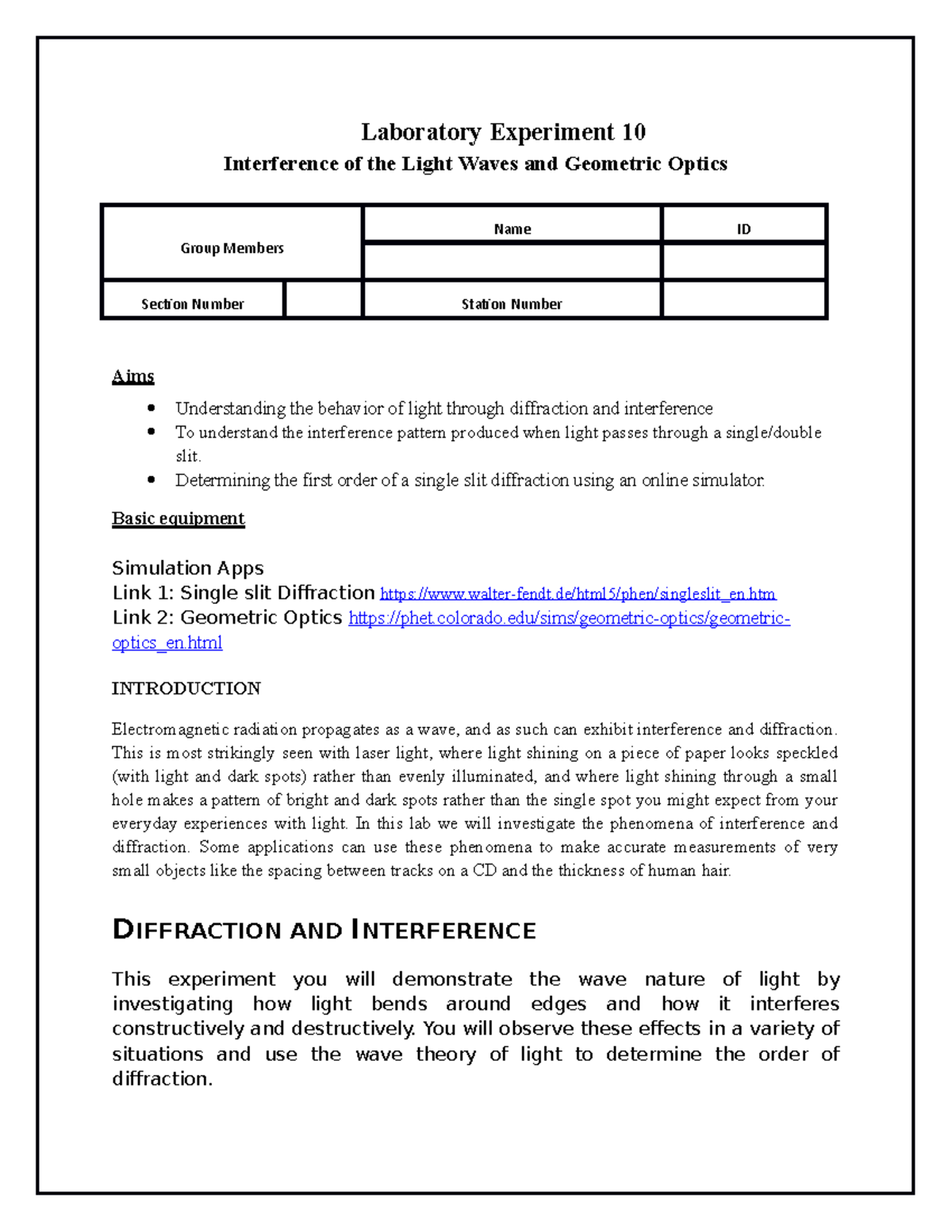 E10 Interference of the Light Waves and Geometric Optics V2 ...