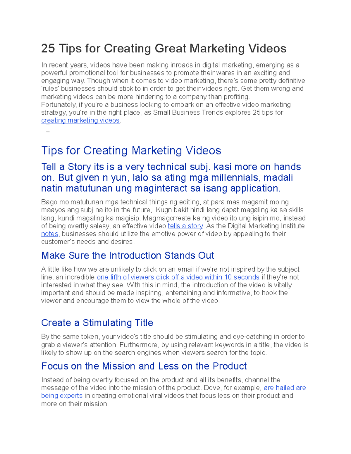 25 Tips for Creating Great Marketing Videos - Though when it comes to ...