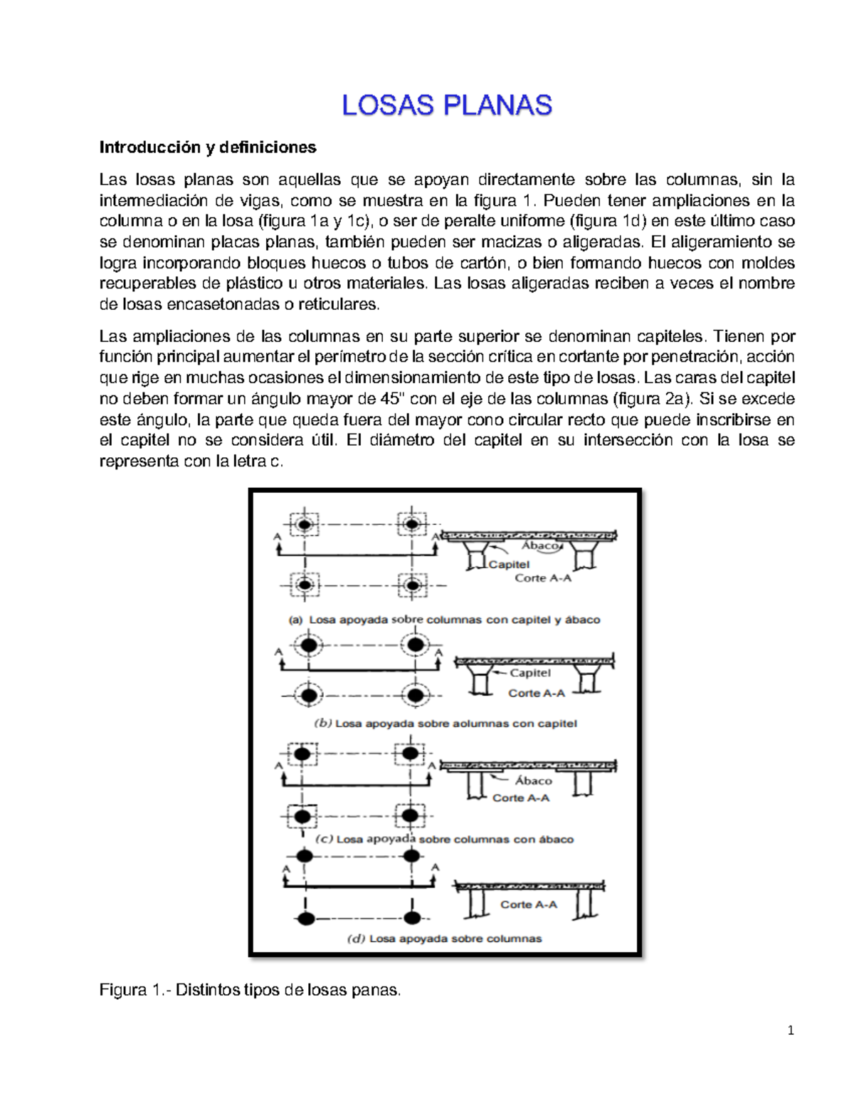 TIpos de Losas y Elementos estructurales - LOSAS PLANAS Introducción y ...