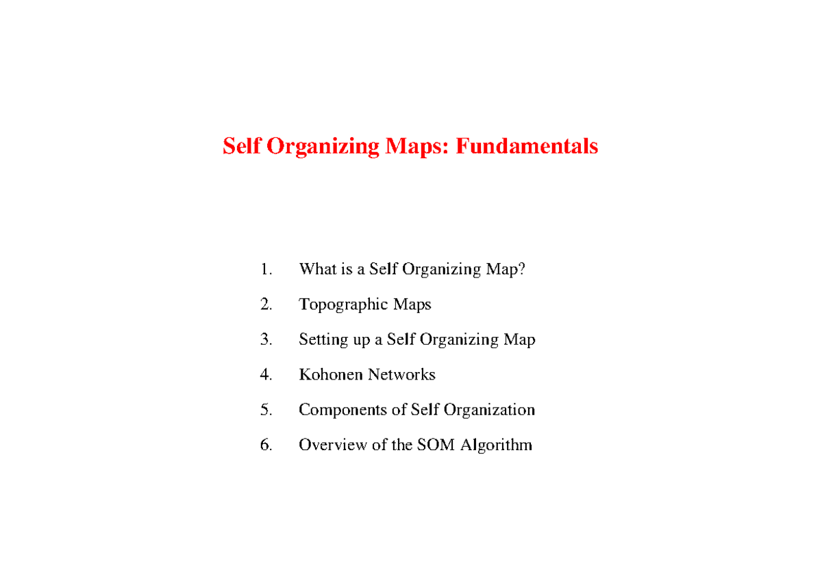 SOM in Soft Computing - Document - Self Organizing Maps: Fundamentals ...
