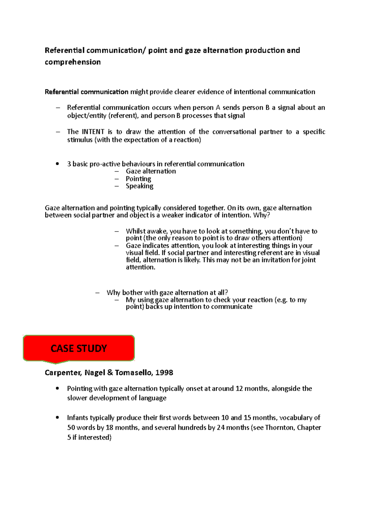 Social Communication - notes - Referential communication/ point and ...