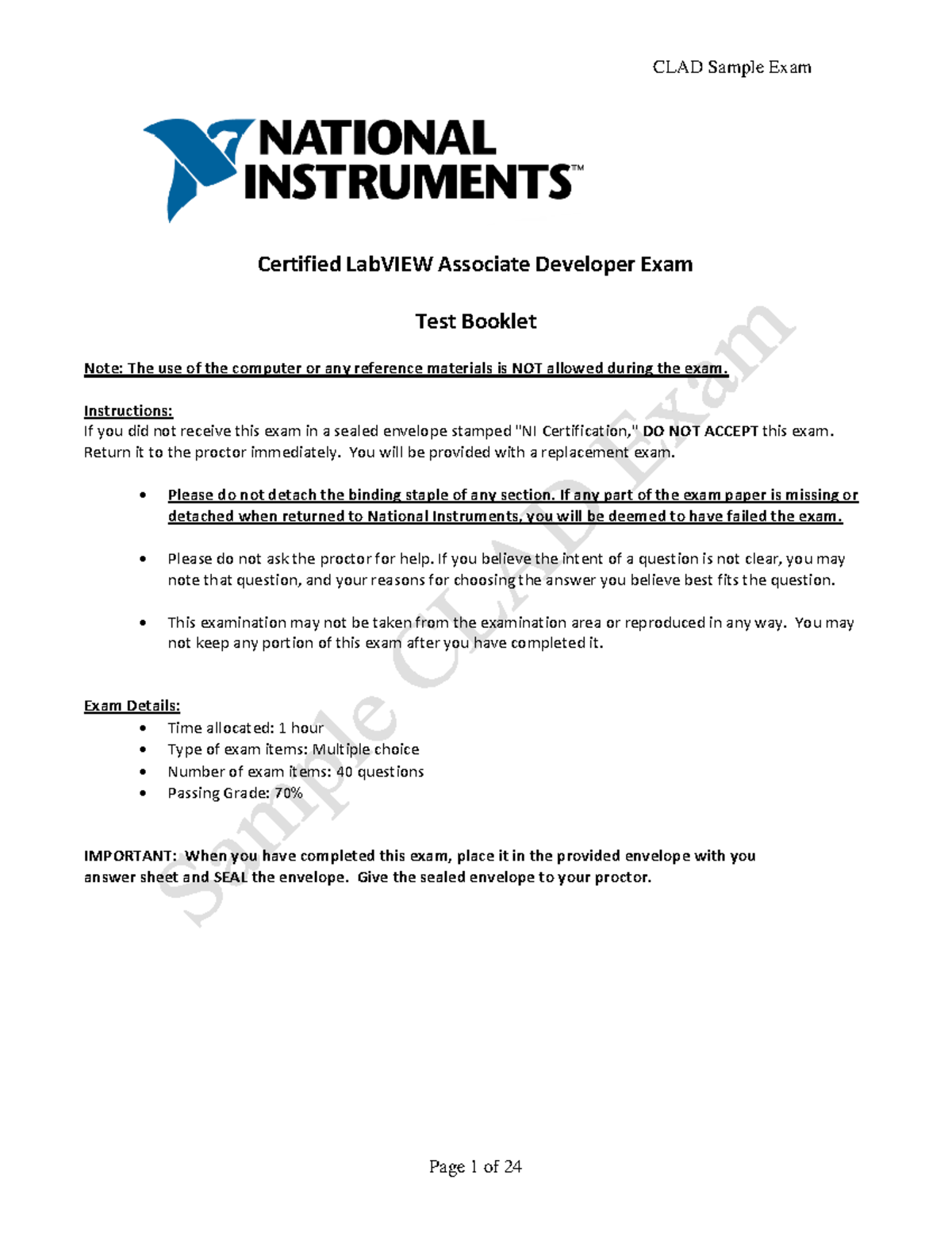 CLAD-Sample-Exam-2 EN - Certified LabVIEW Associate Developer Exam Test ...