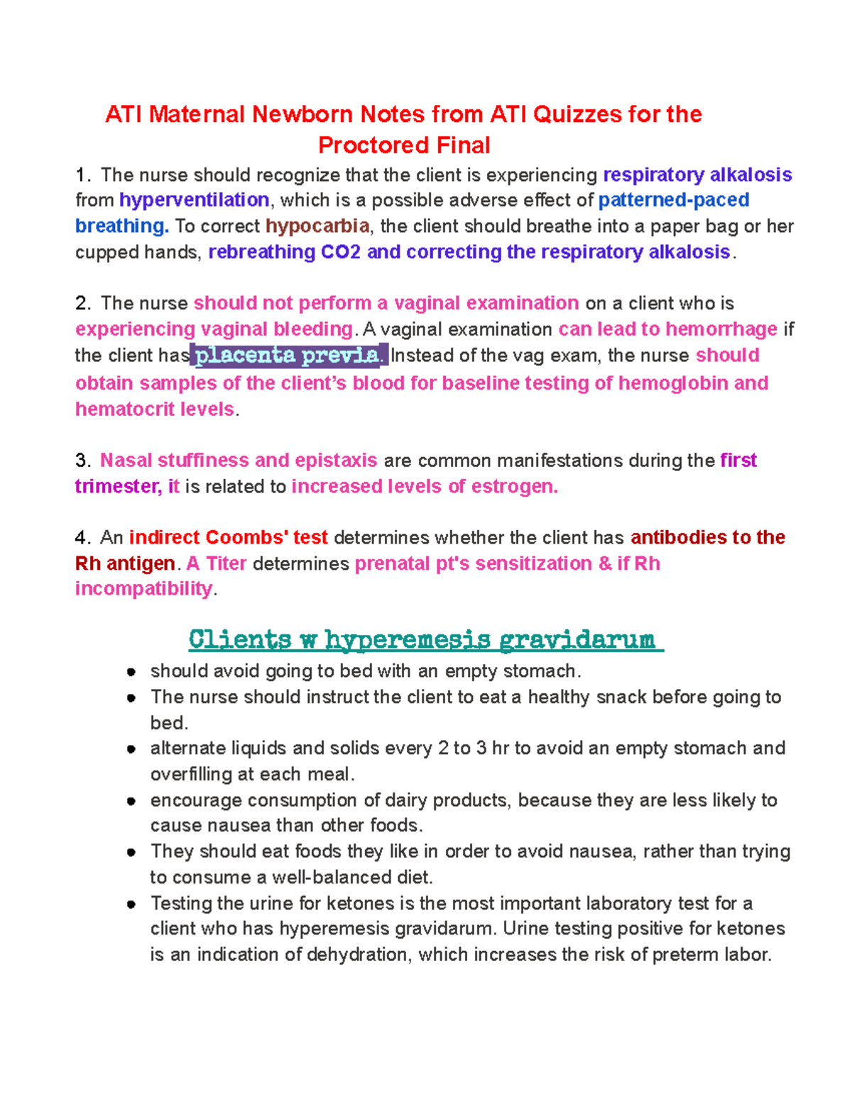 review for ATI Proctored Exam Maternal Newborn - ATI Maternal Newborn ...