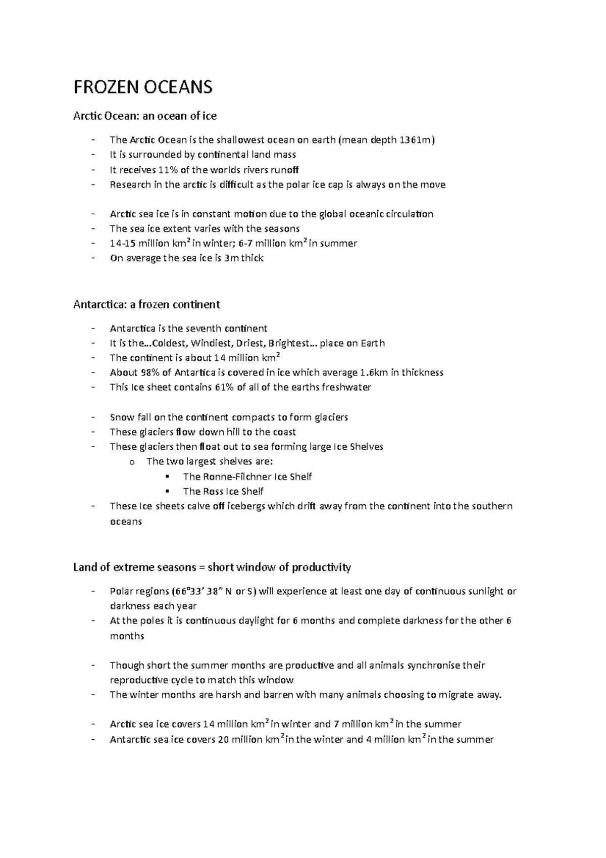 Frozen Oceans - Lecture notes 12 - Stirling - Studocu