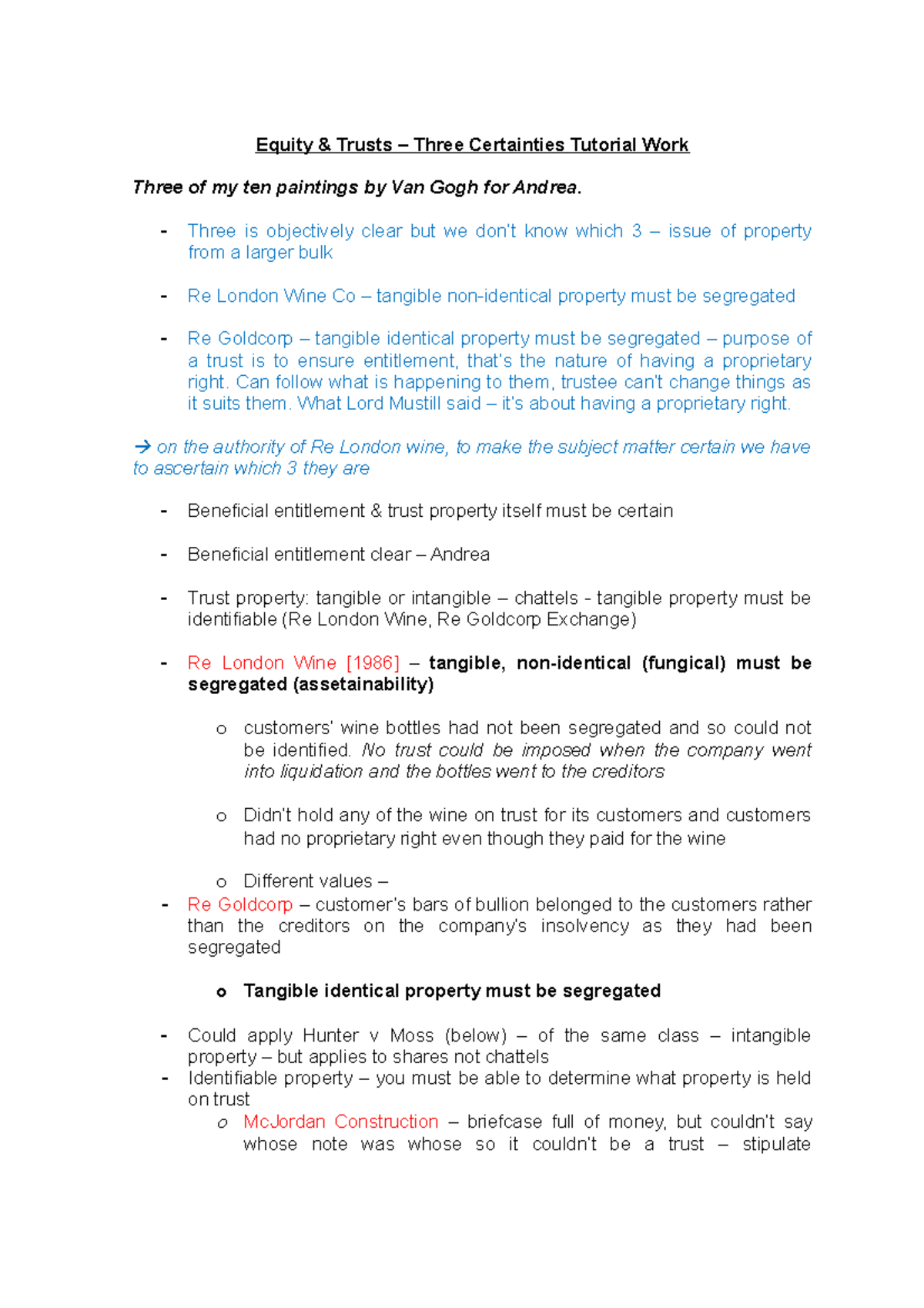 Equity and Trusts Tutorial 2 - 3 certainties - Equity & Trusts – Three ...