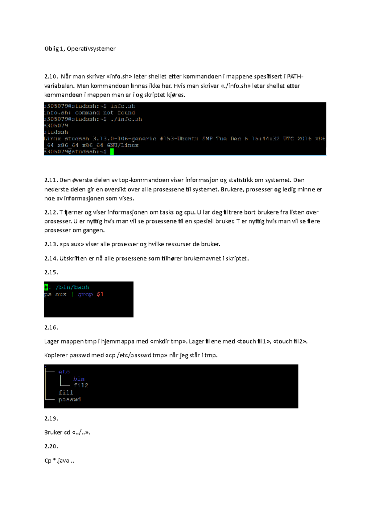 OSoblig 1 - Oblig 1 - Oblig 1, Operativsystemer Når man skriver «info» leter shellet etter - Studocu
