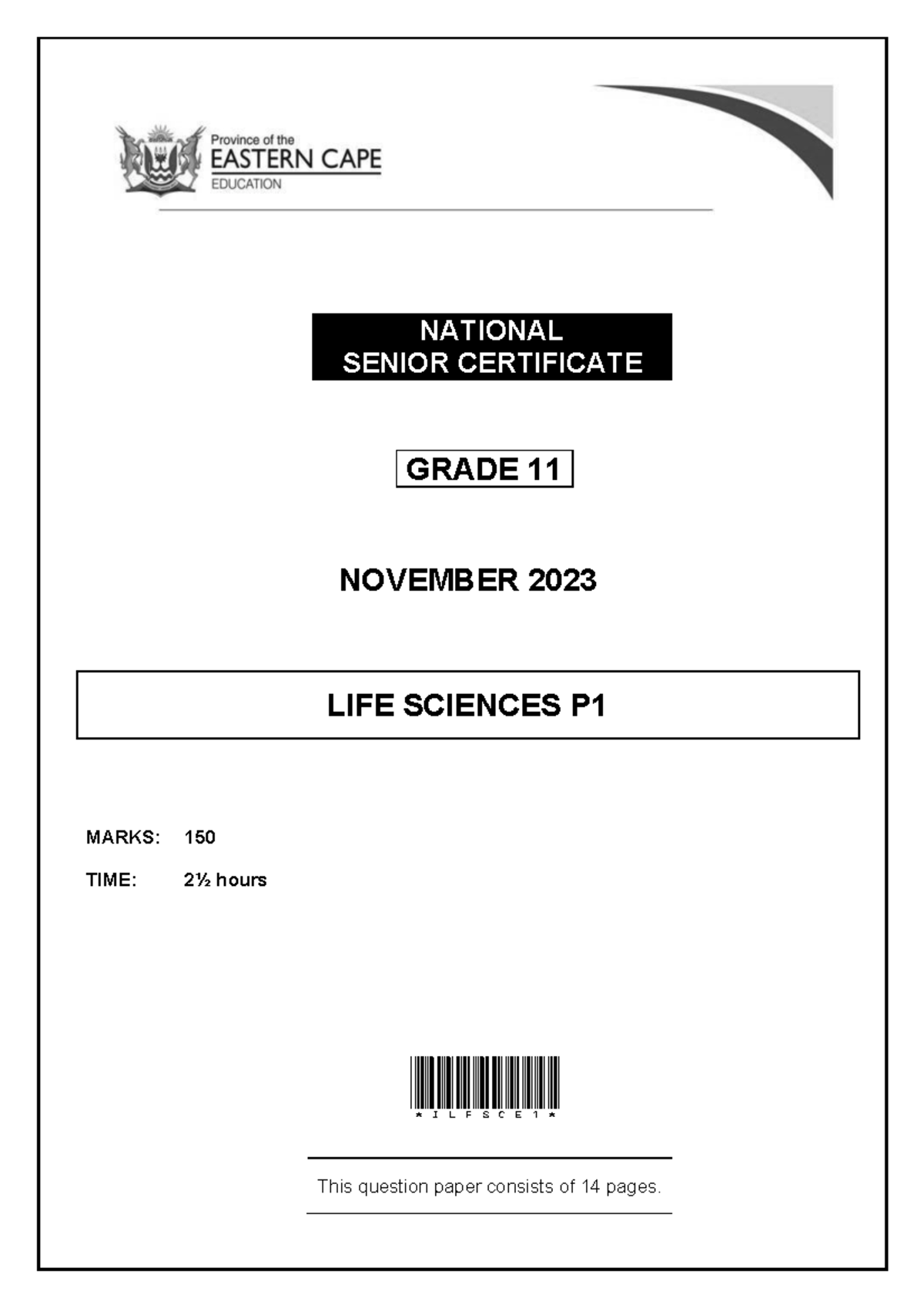 LIFE Sciences P1 QP GR11 NOV2023 English D - NATIONAL SENIOR ...