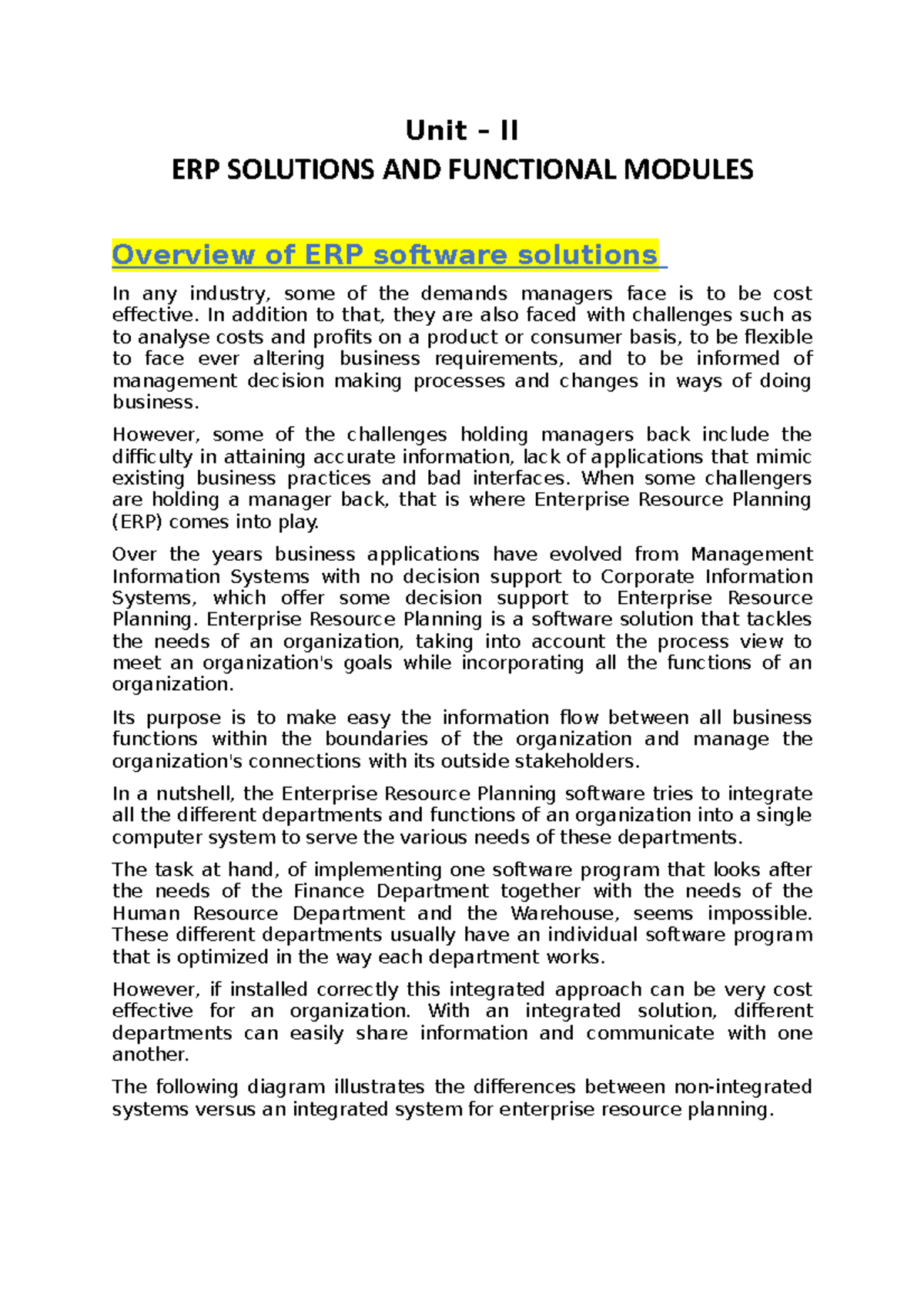 Unit II ERP - Erp - Unit – II ERP SOLUTIONS AND FUNCTIONAL MODULES ...
