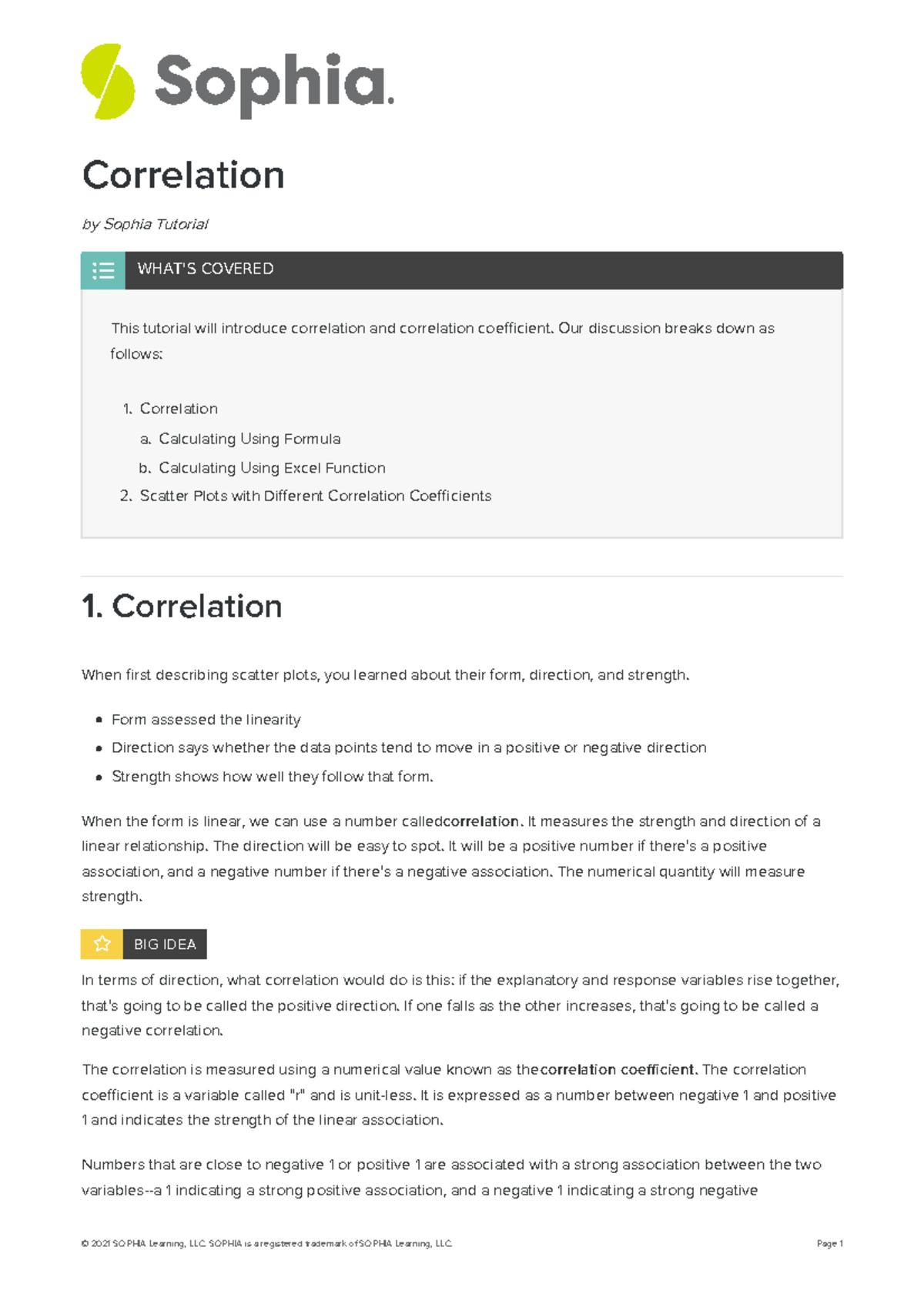 Correlation paper - Correlation by Sophia Tutorial This tutorial will introduce correlation and ...