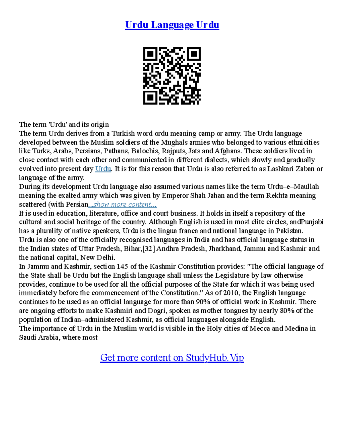 Urdu Point Essay - Urdu Language Urdu The term 'Urdu' and its origin ...