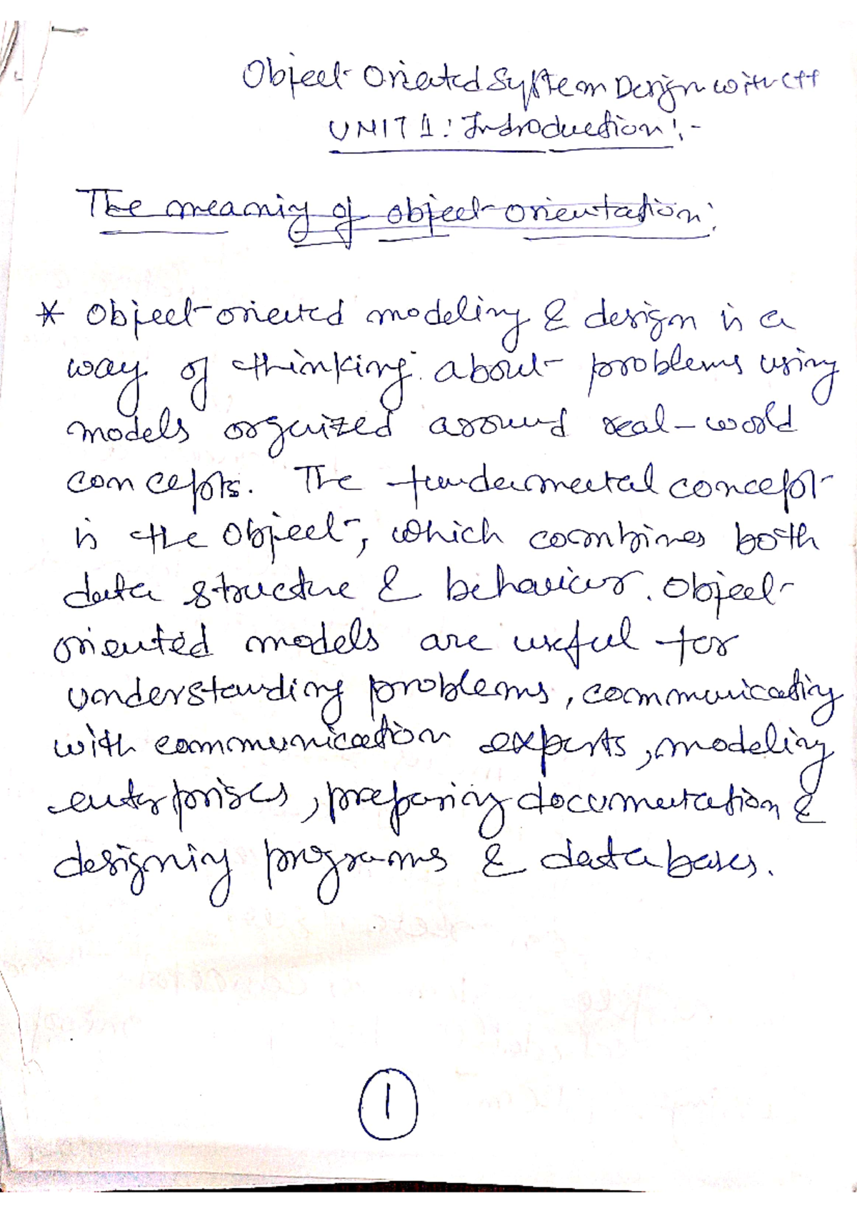 Unit 1 - OBJECT ORIENTED SYSTEM DESIGN with C++ - System Design withctt ...