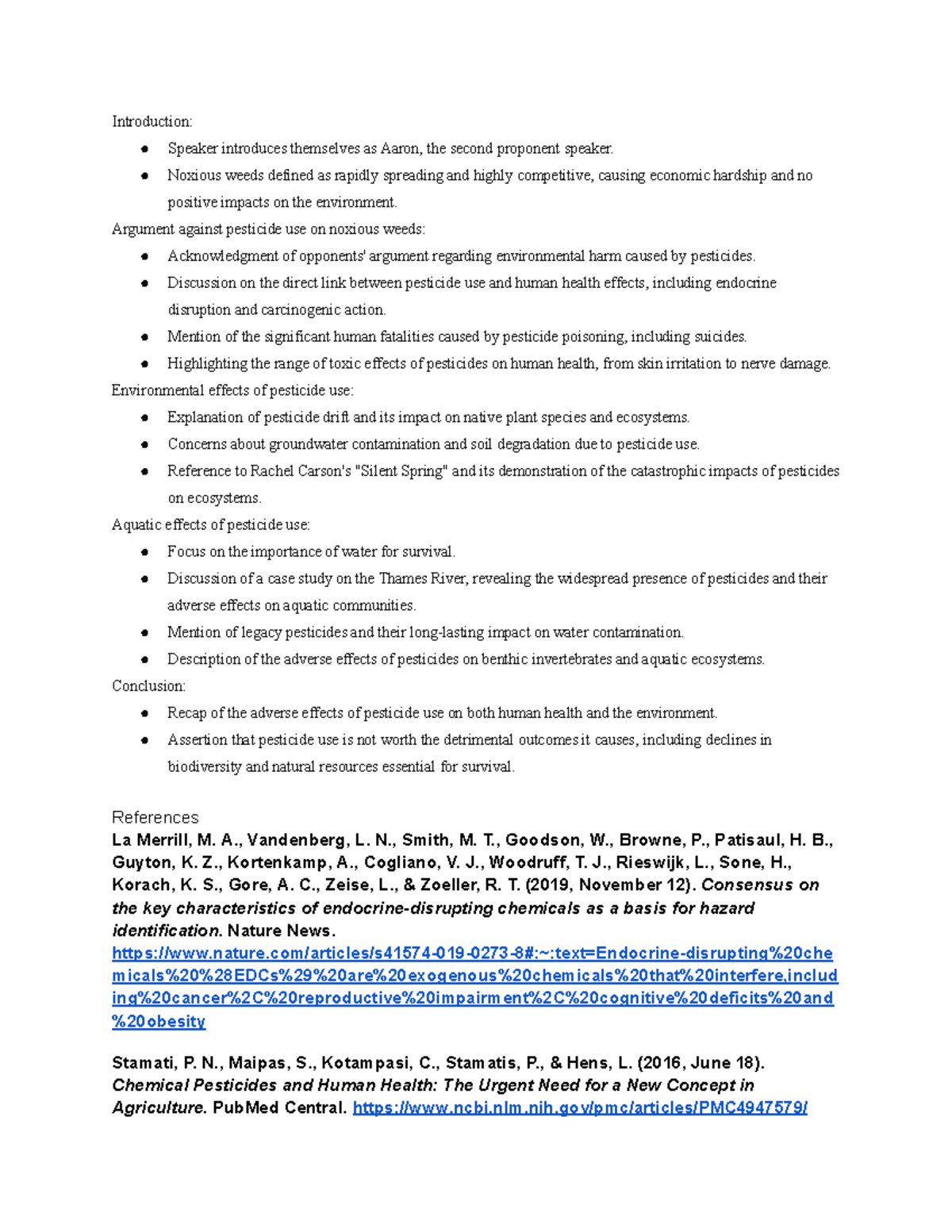 References and Points for Script - Introduction: Speaker introduces themselves as Aaron, the ...