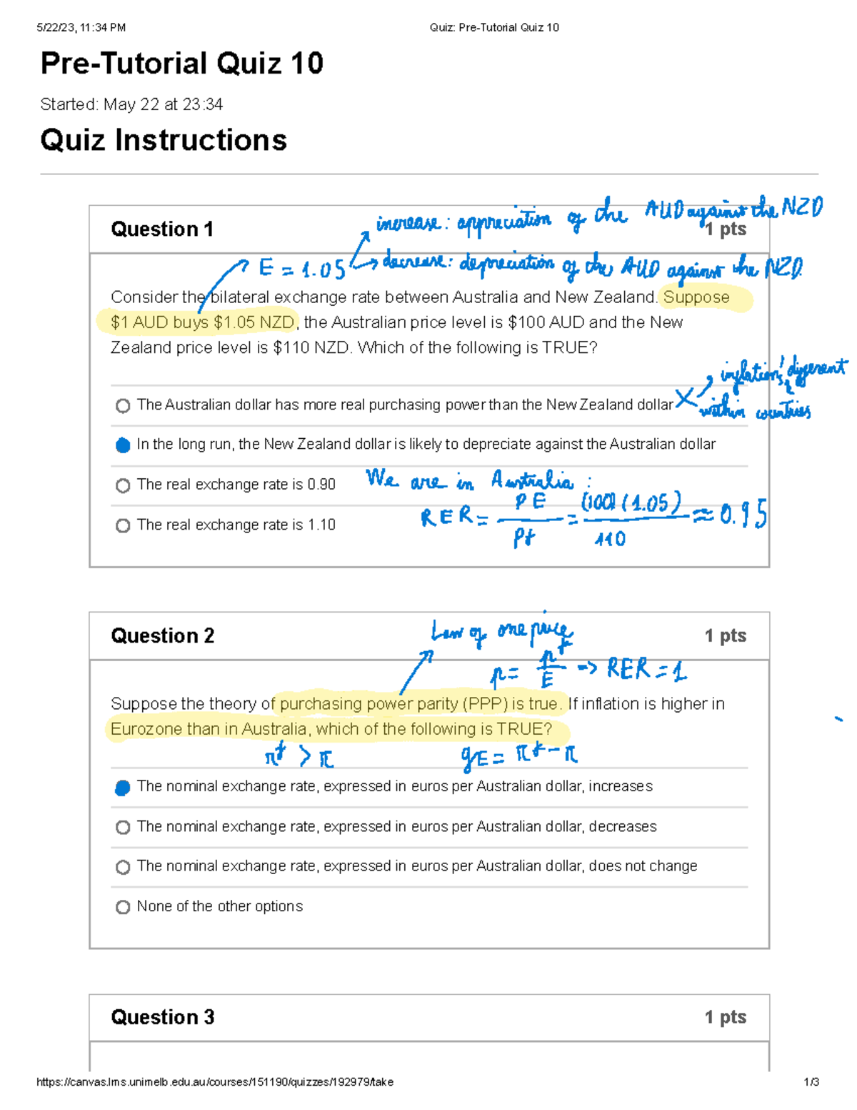 Quiz Pre-Tutorial Quiz 10 - lms.unimelb.edu/courses/151190/quizzes/192979/take 1/ Pre-Tutorial ...