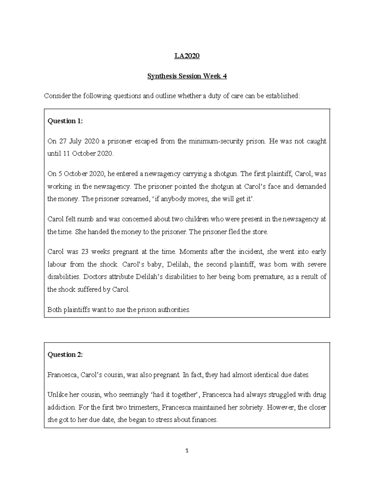 LA2020 Synth-Tutorial Week 4 - LA Synthesis Session Week 4 Consider the ...