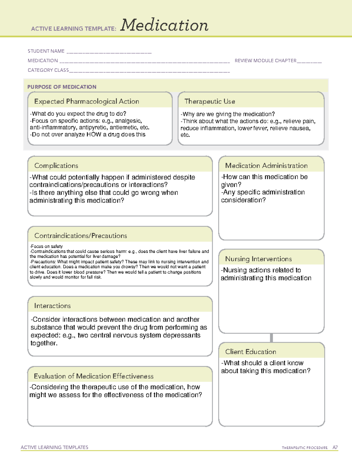 Active Learning Template Medication Directions - ACTIVE LEARNING ...