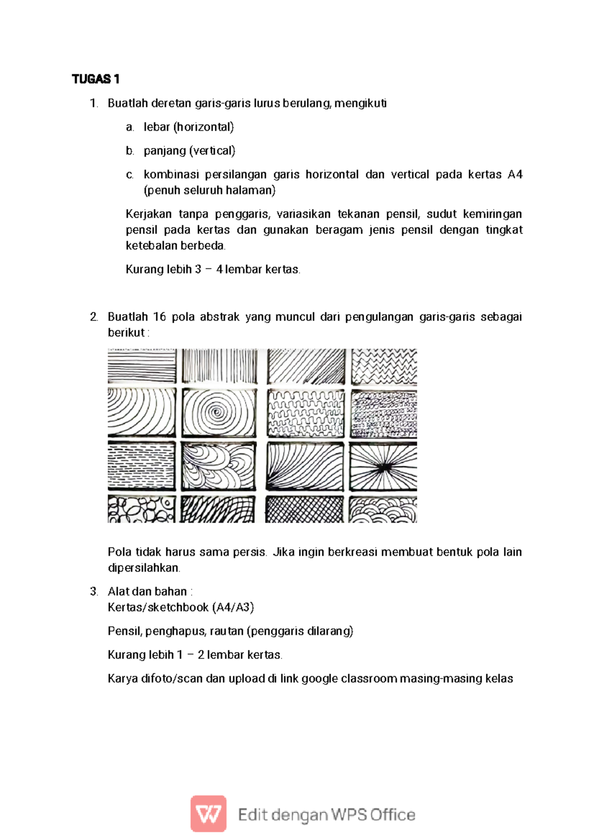 Tugas 1 Garis dan Arsir - TUGAS 1 Buatlah deretan garis-garis lurus ...