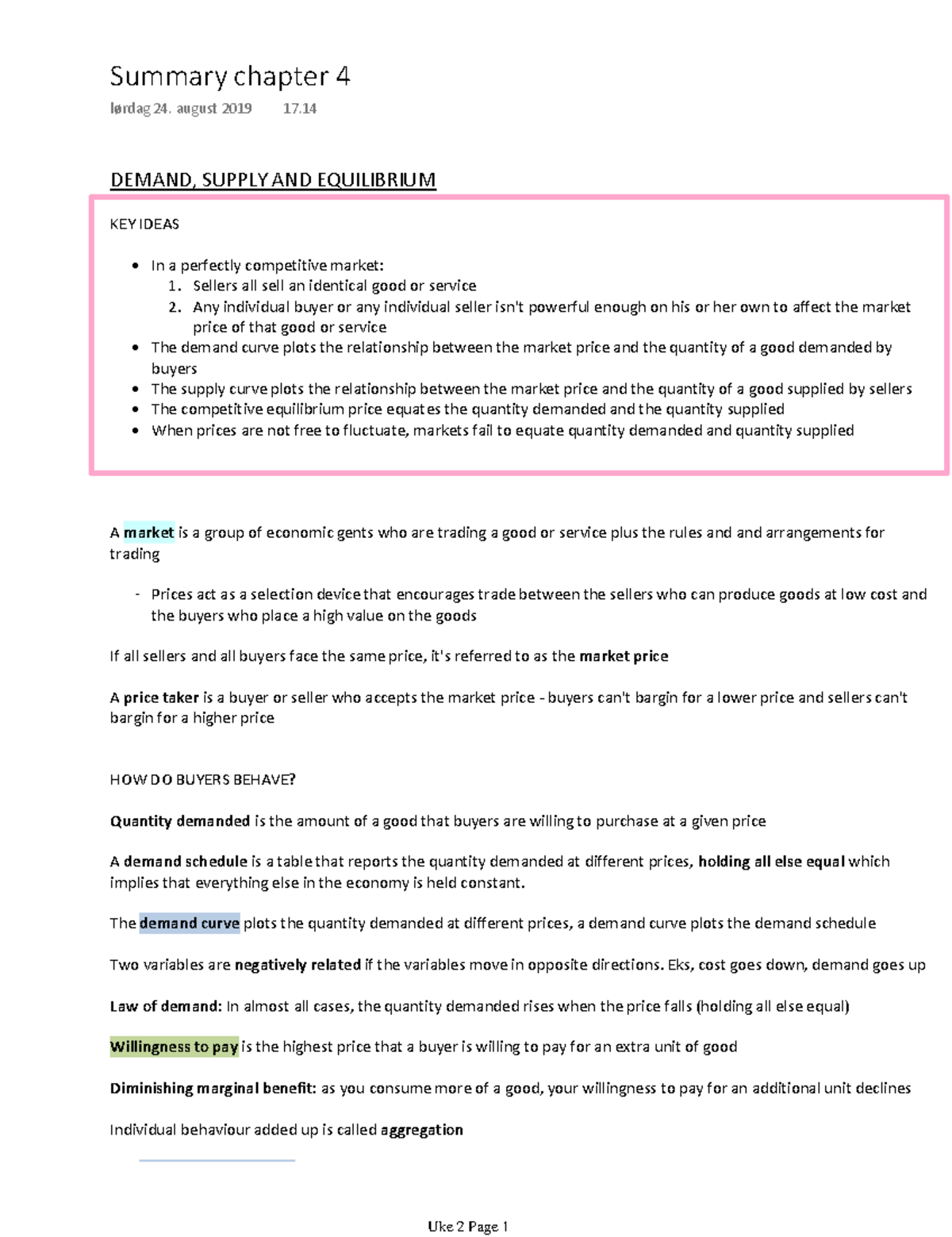 GS - Summary chapter 4 - Economics, Global Edition - DEMAND, SUPPLY AND ...