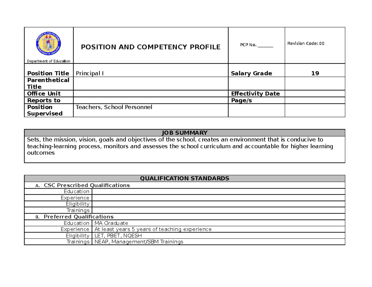 School-head principals - Department of Education POSITION AND ...