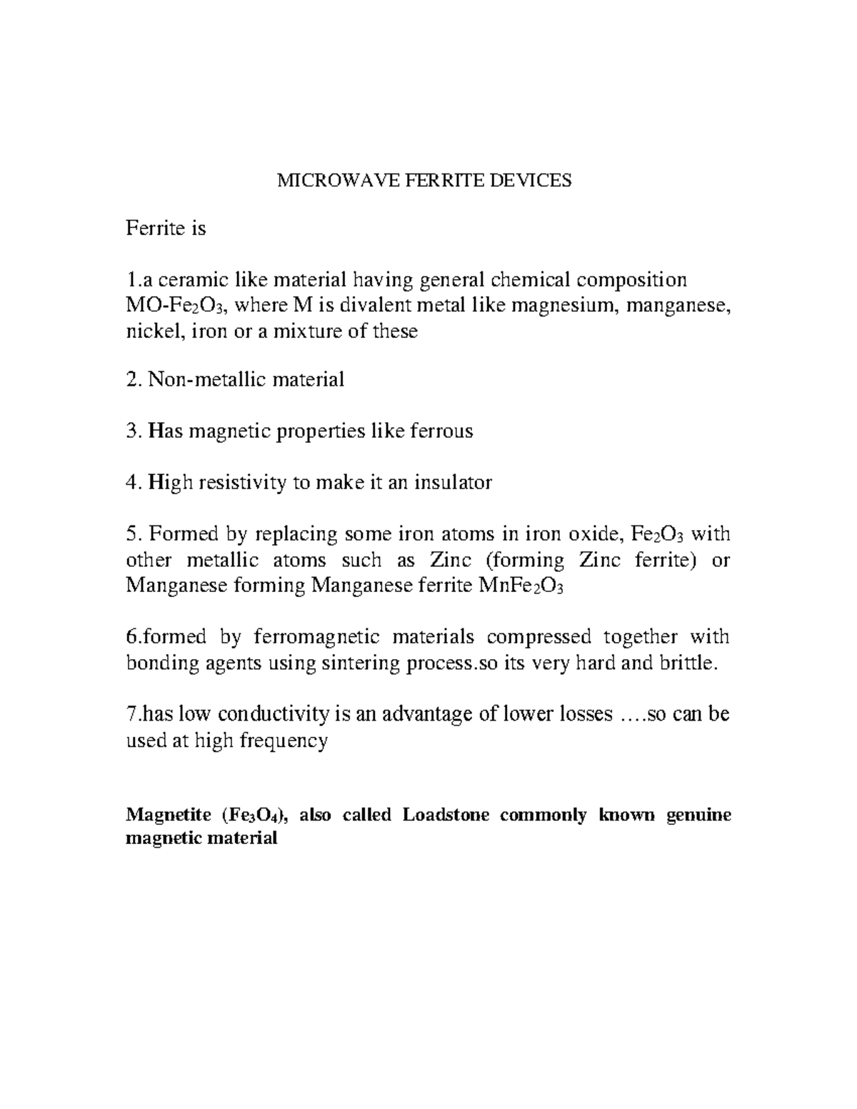 Ferrite - lec notes - MICROWAVE FERRITE DEVICES Ferrite is 1 ceramic ...