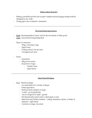 PKG 107 Week 10 lecture notes - Plastic Manufacturing Making parts o ...