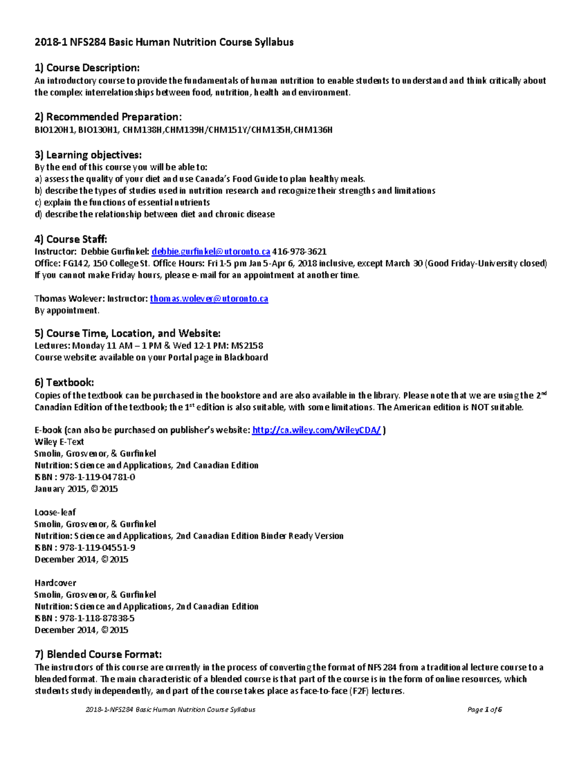 2018 1 NFS284 Course Syllabus - 2018 -1 NFS284 Basic Human Nutrition ...
