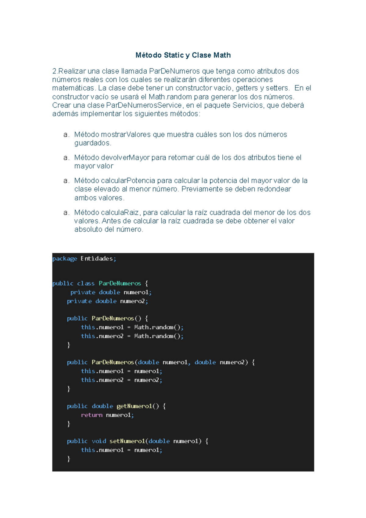 Argentina Programa 4 - Método Static y Clase Math 2 una clase llamada ...