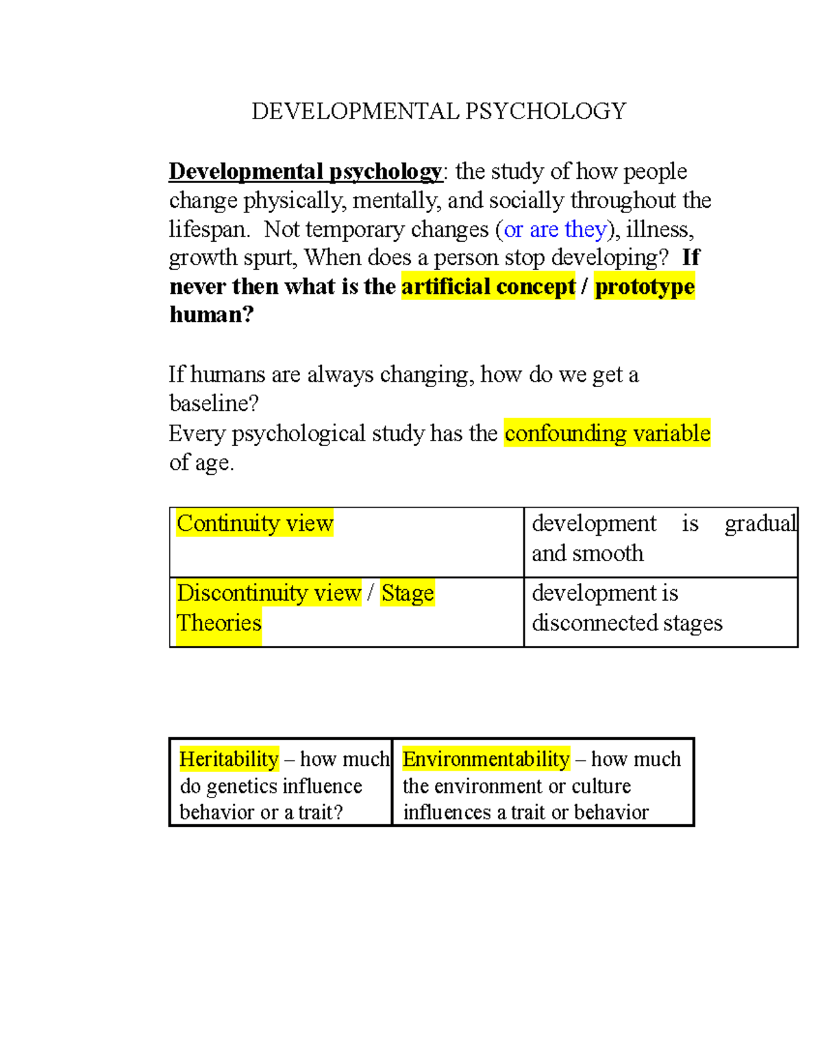 DP11 - notes - DEVELOPMENTAL PSYCHOLOGY Developmental psychology: the ...