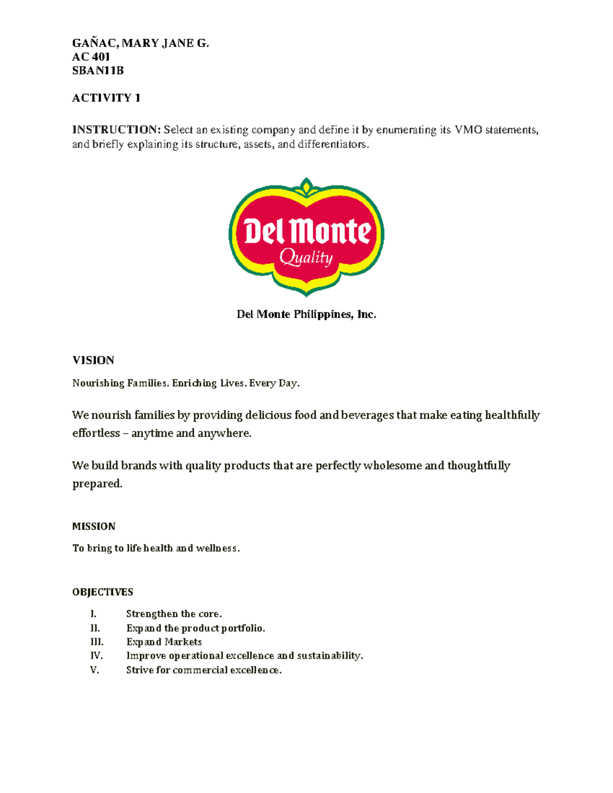 2018-2-01581 AC401 Gañac Activity 1 - GAÑAC, MARY JANE G. AC 401 ...