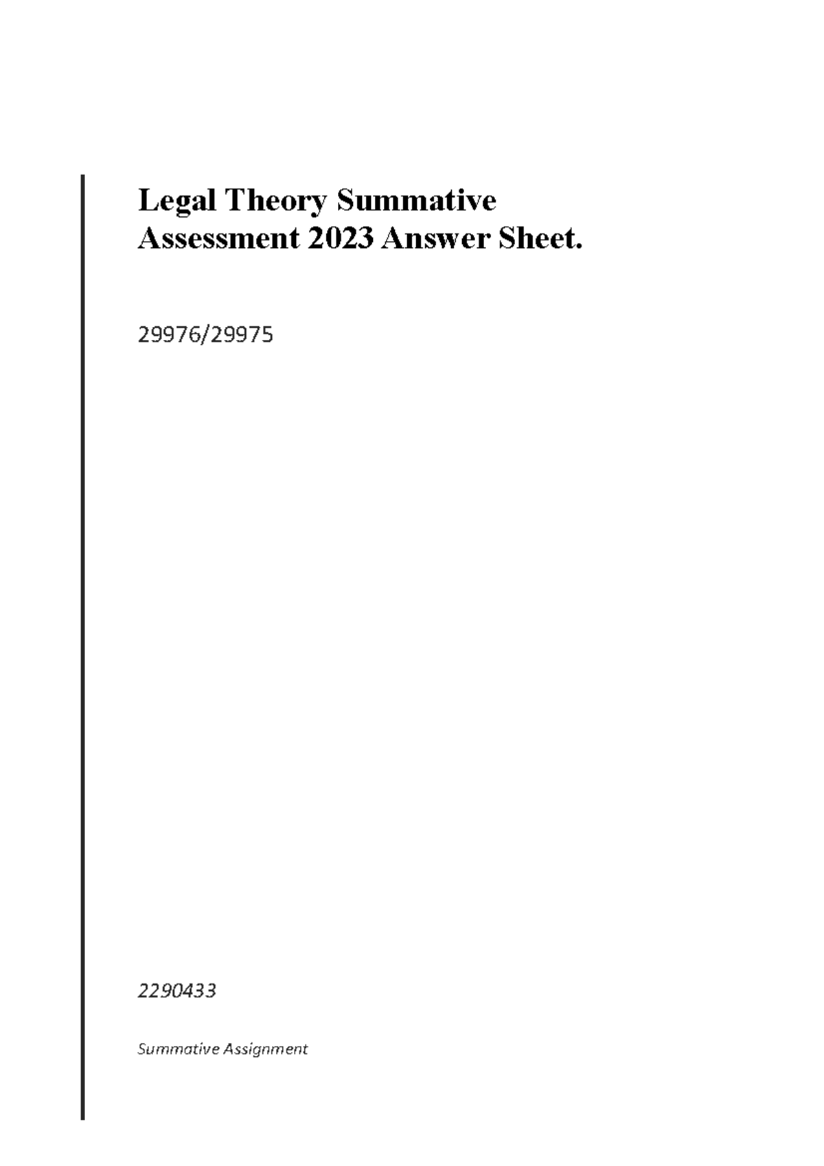 Legal Theory Summative Assignment - 2290433 Summative Assignment Legal ...