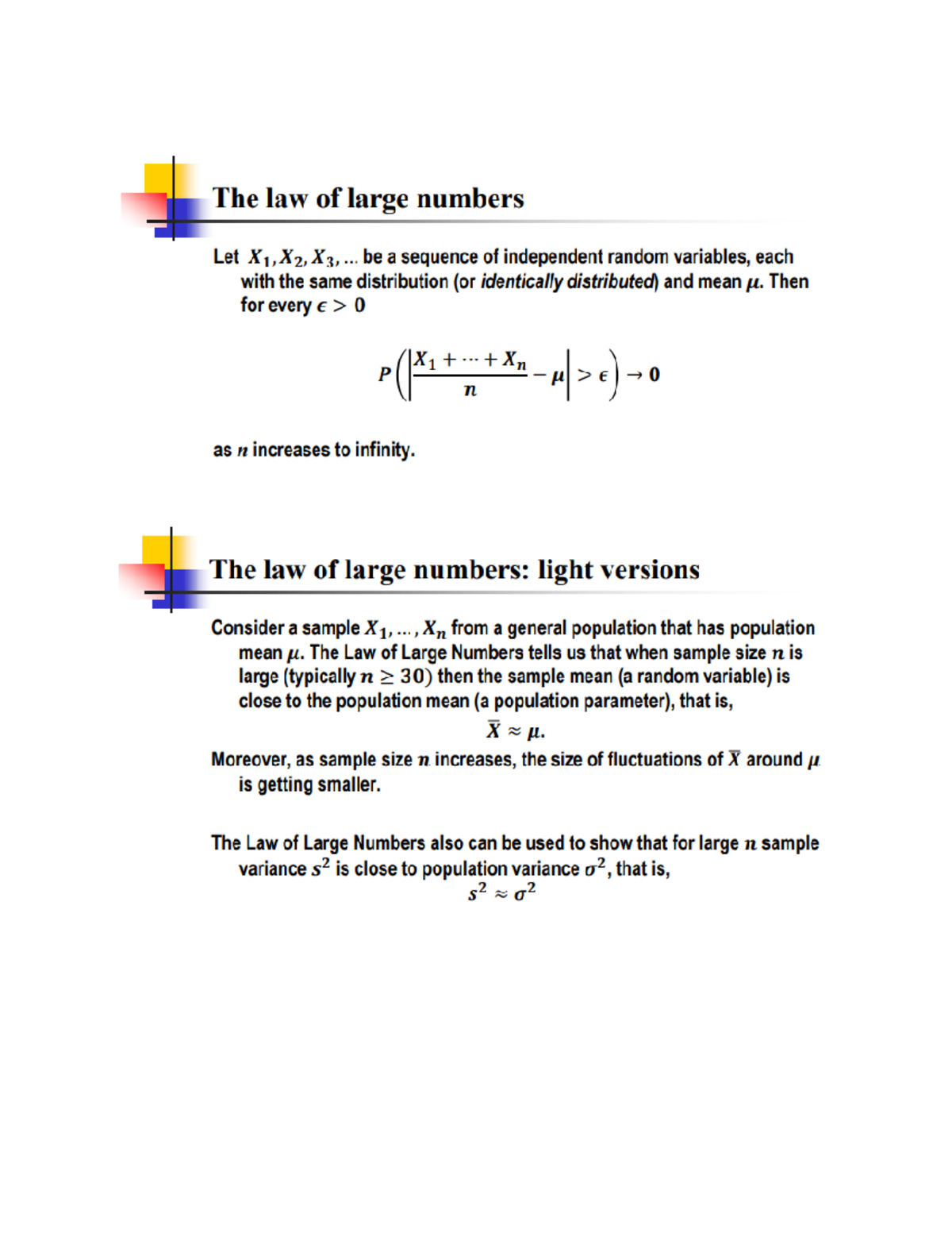 STAT Ch. 8 - Gibbs - The law of large numbers Let X,,X2,X3, ... be a ...