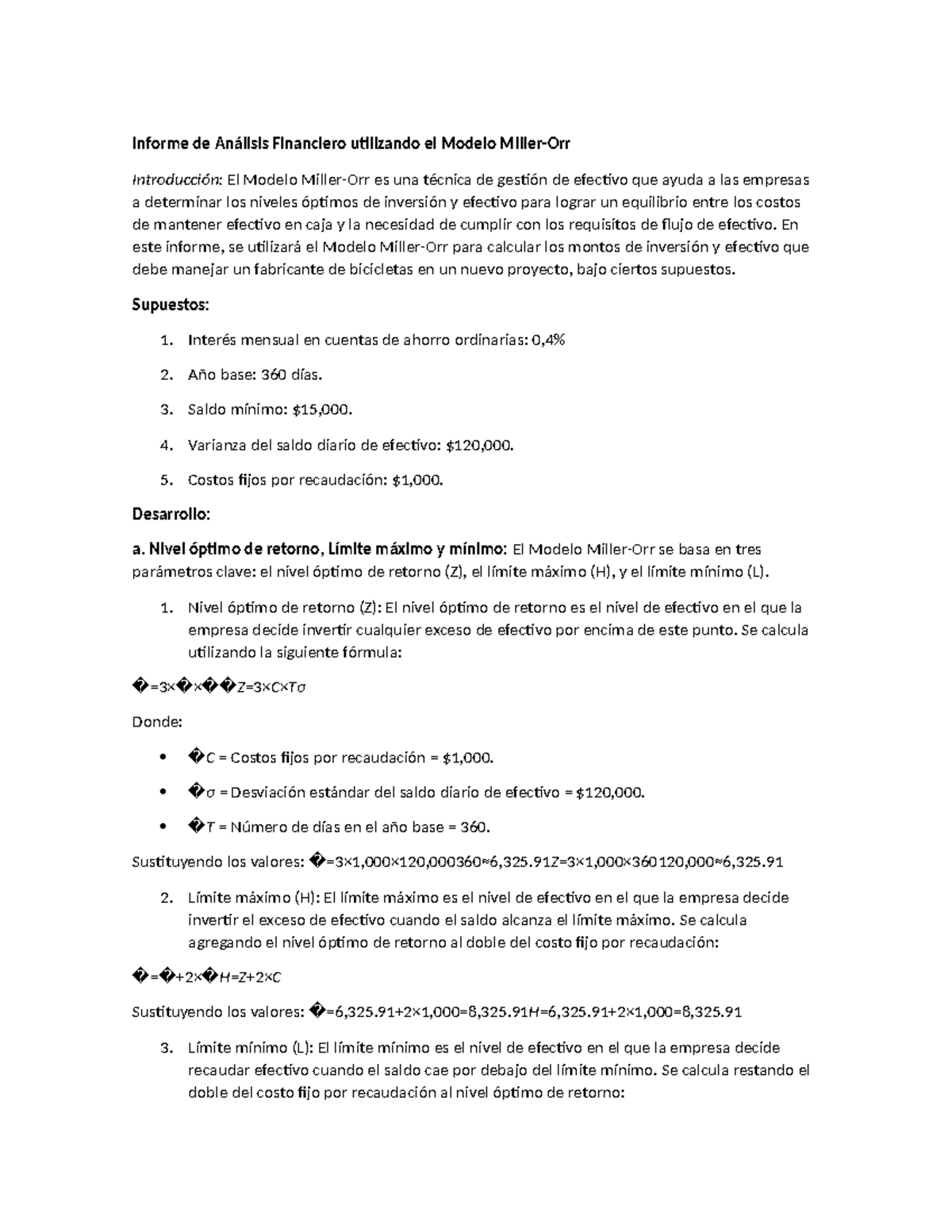 Análisis Financiero utilizando el Modelo Miller - Informe de Análisis ...