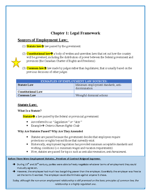 Employment and Labour Laws Ch 5 Note - Employment and Labour Laws Ch. 5 ...