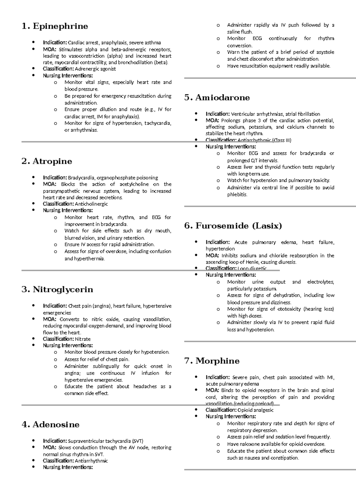 Common ER MEDS - 1. Epinephrine Indication: Cardiac arrest, anaphylaxis ...