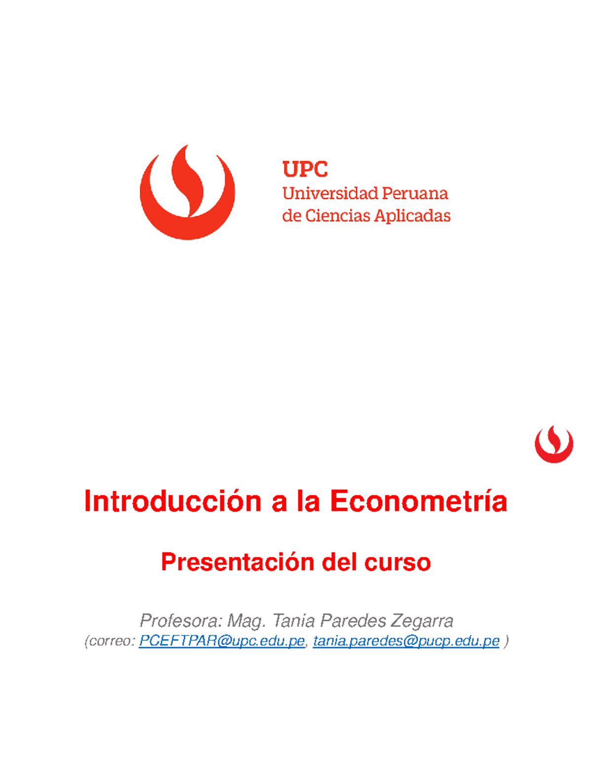 Clase 1 - Presentación del curso e introducción (2023-2) - Introducción a la Econometría - Studocu