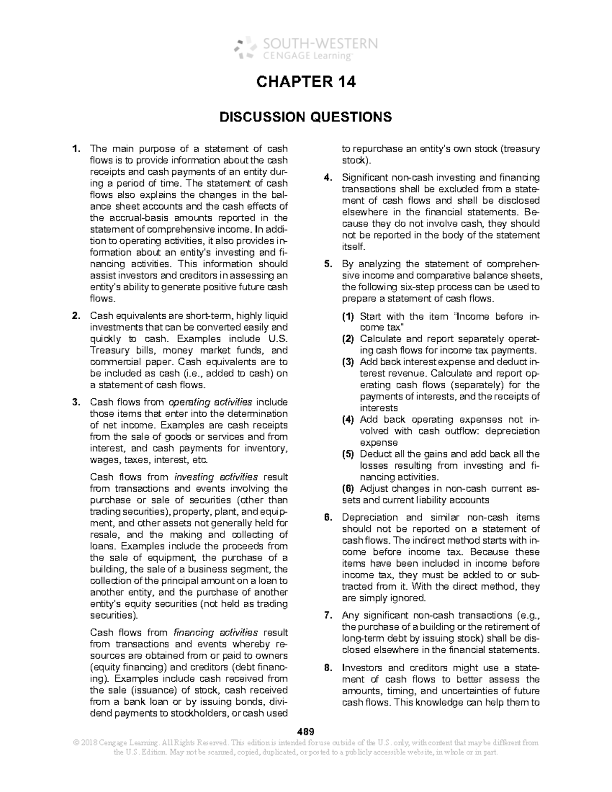 CH14 - materials - 489 © 2018 Cengage Learning. All Rights Reserved ...