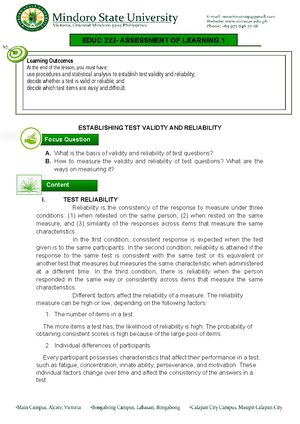 Assessment in Learning 1-Module 4 - GRACE MISSION COLLEGE ASSESSMENT ...