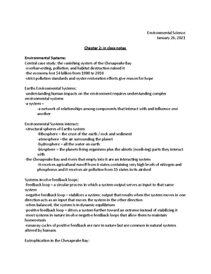 Chapter 1 notes - Environmental Science January 21, 2021 Chapter 1 ...