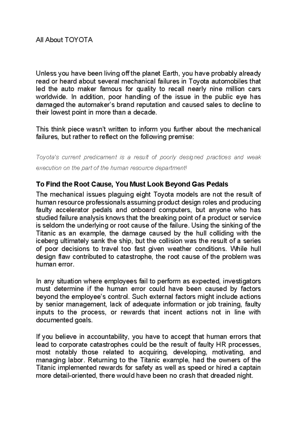 Identify the damage and failure at Toyota - All About TOYOTA Unless you ...