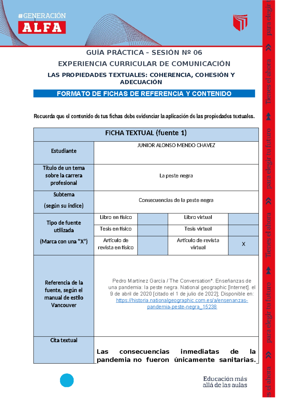Parcial 1 COMU - P GUÍA PRÁCTICA – SESIÓN Nº 06 EXPERIENCIA CURRICULAR DE COMUNICACIÓN LAS - Studocu