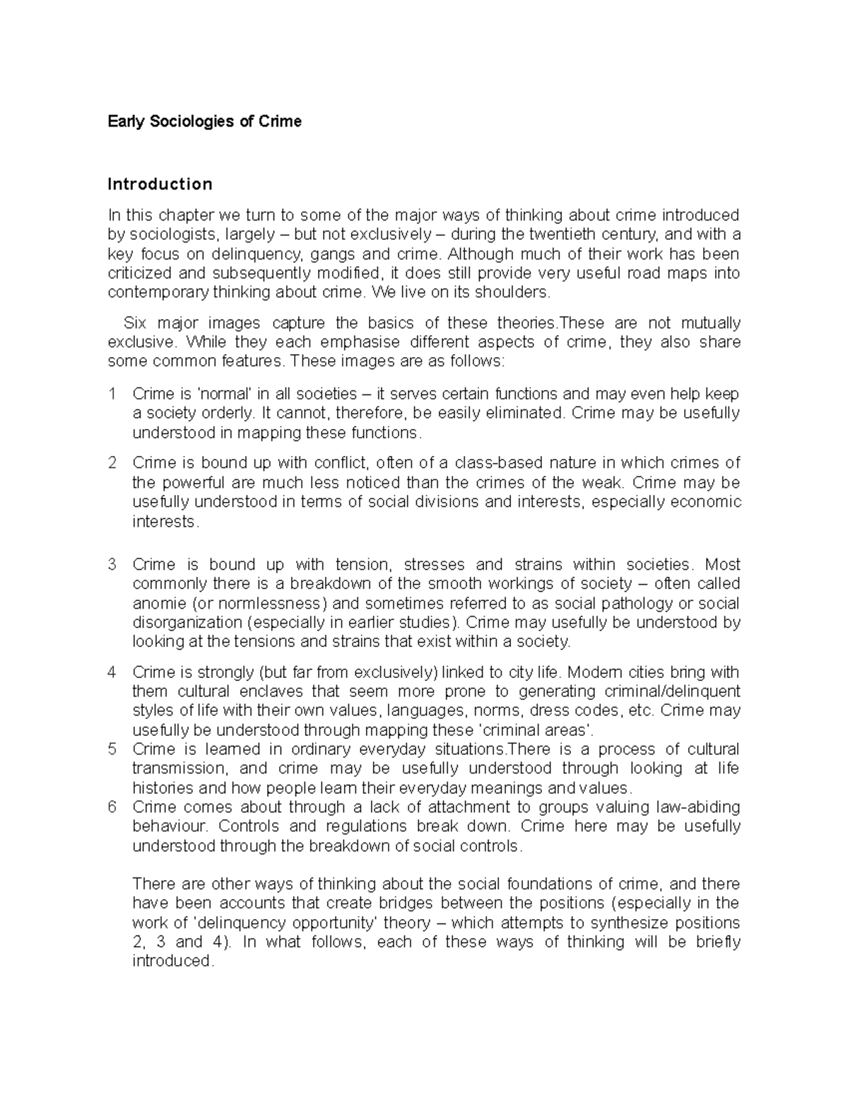 Criminology-Early Sociologies of Crime - Early Sociologies of Crime ...