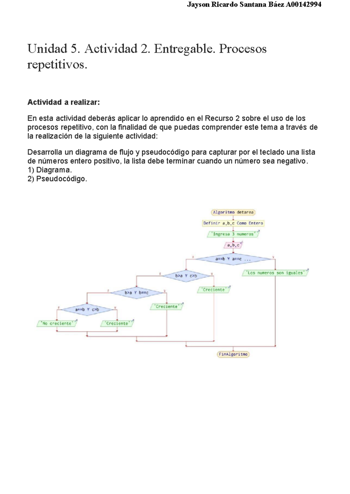 Santana Jayson Procesos Repetitivo - Unidad 5. Actividad 2. Entregable ...
