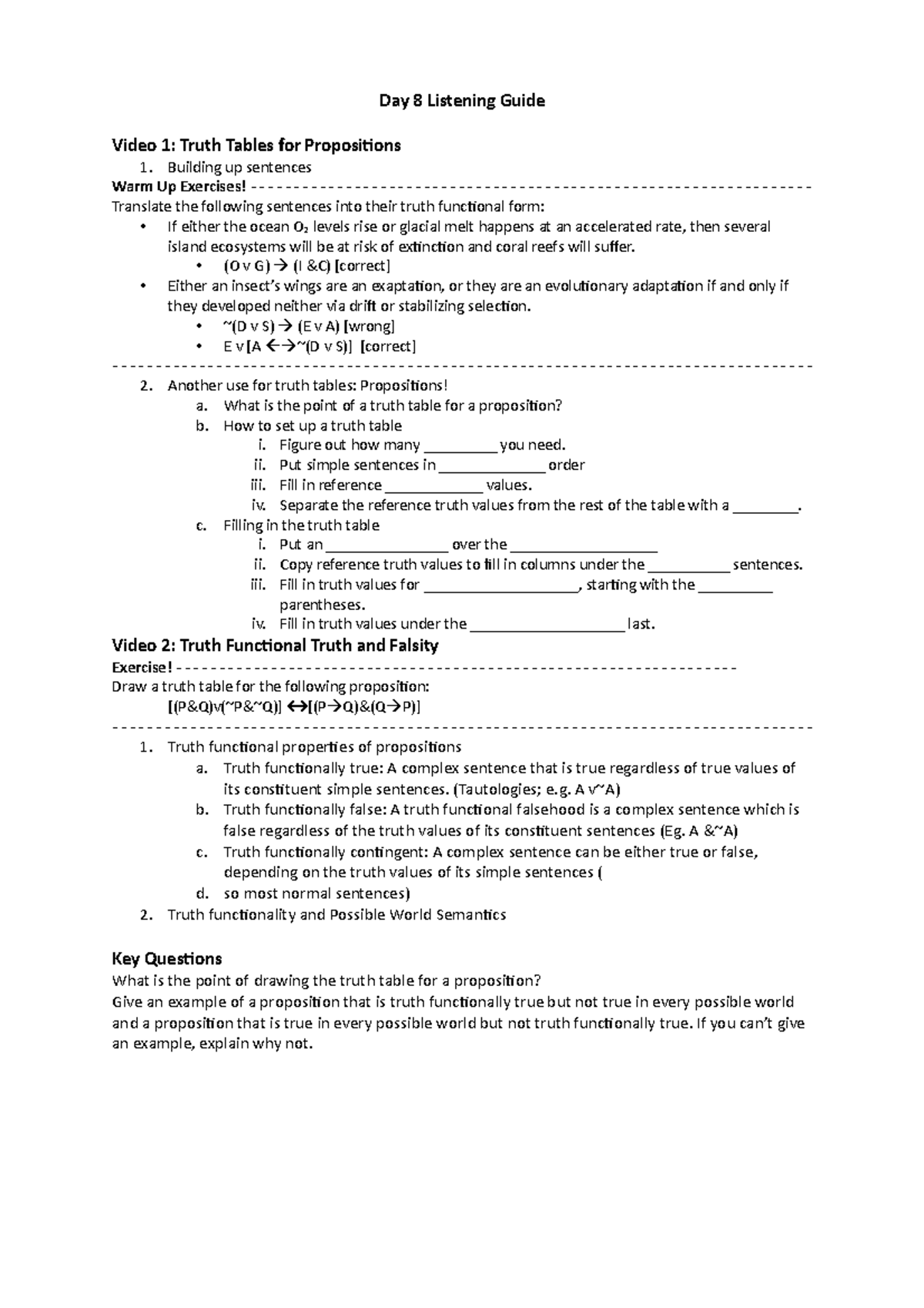 D8 Listening Guide - Summary for Lesson 8 - Day 8 Listening Guide Video ...