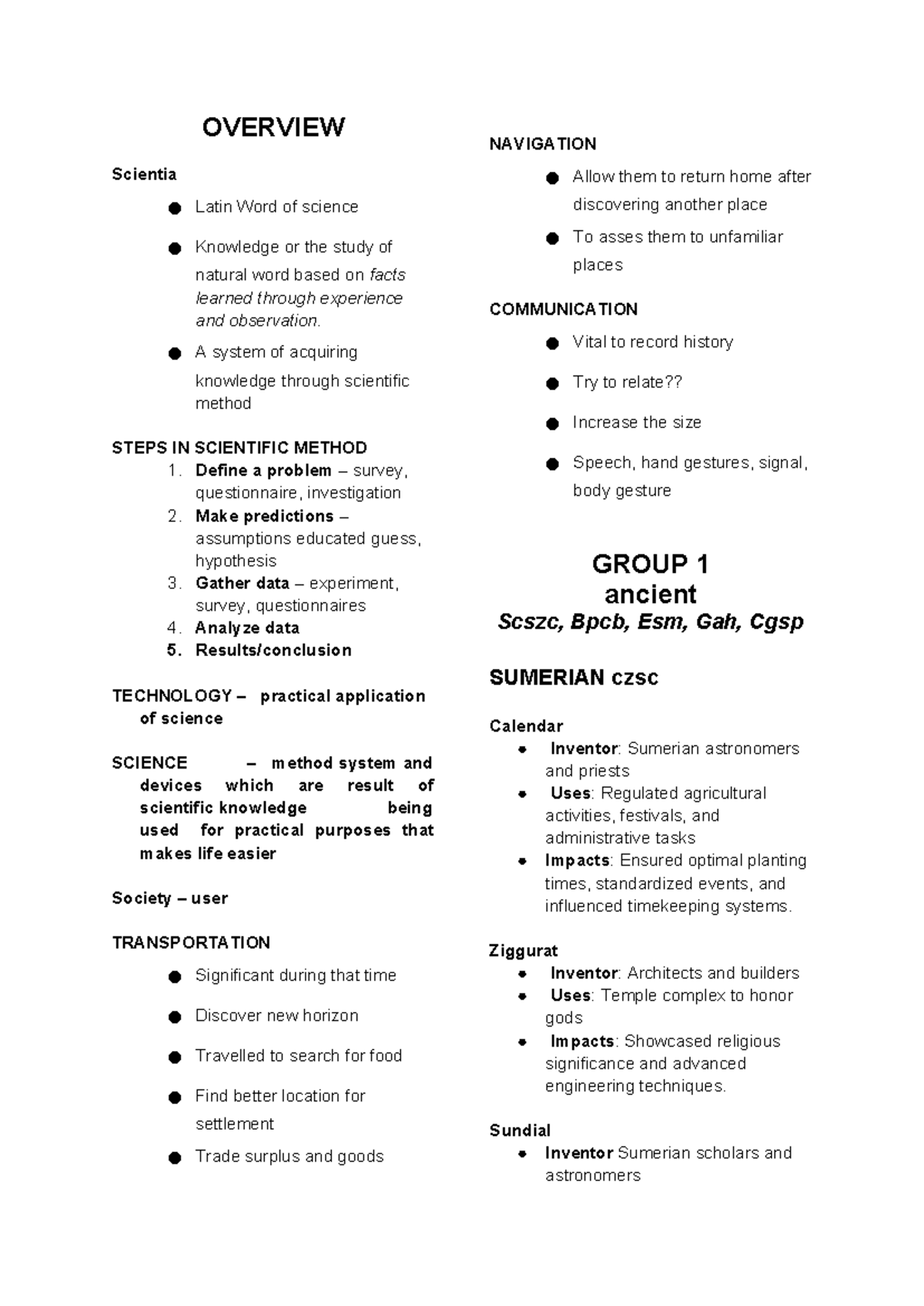 Sts midterm rip - OVERVIEW Scientia Latin Word of science Knowledge or the study of natural word ...