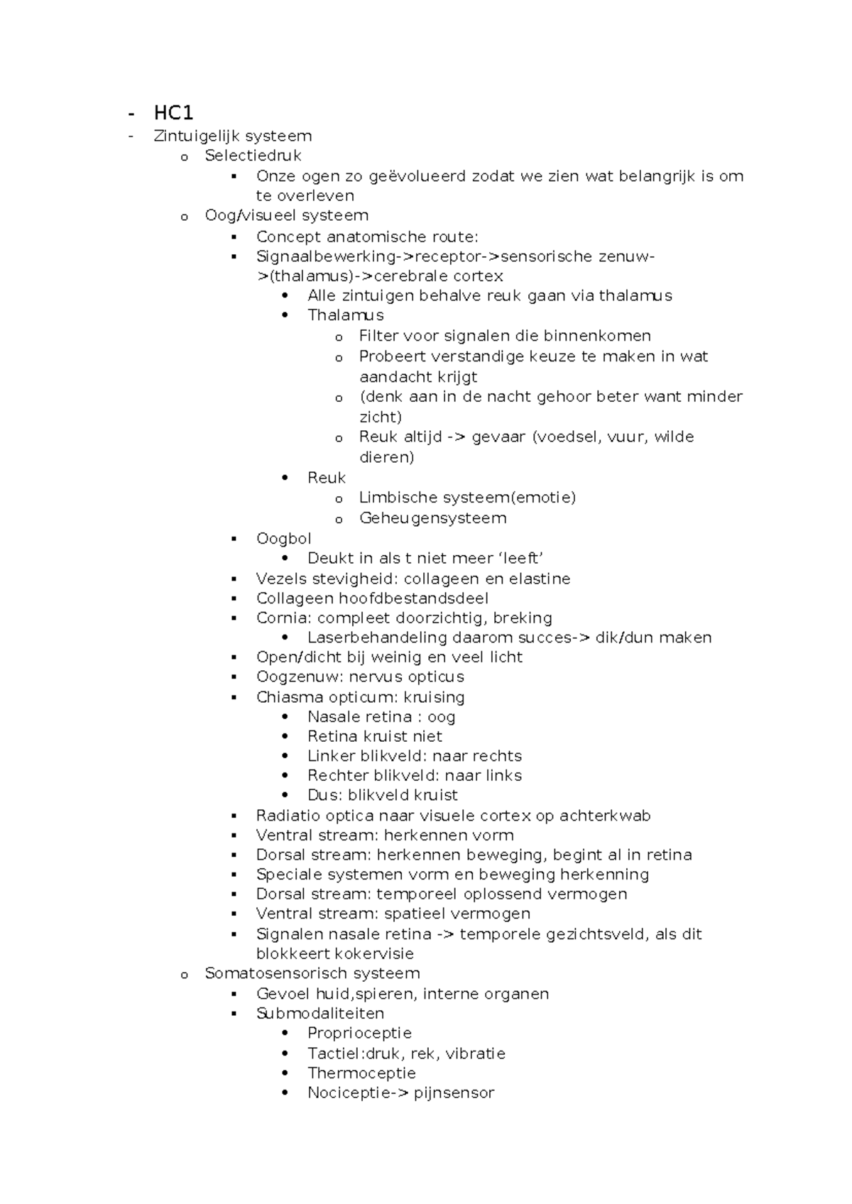 Anatomie module 9 HC1 - Hoorcollege 1: zintuigen - HC - Zintuigelijk ...