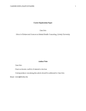 Benchmark Career Self-Assesment and Exploration Assignment - Read ...