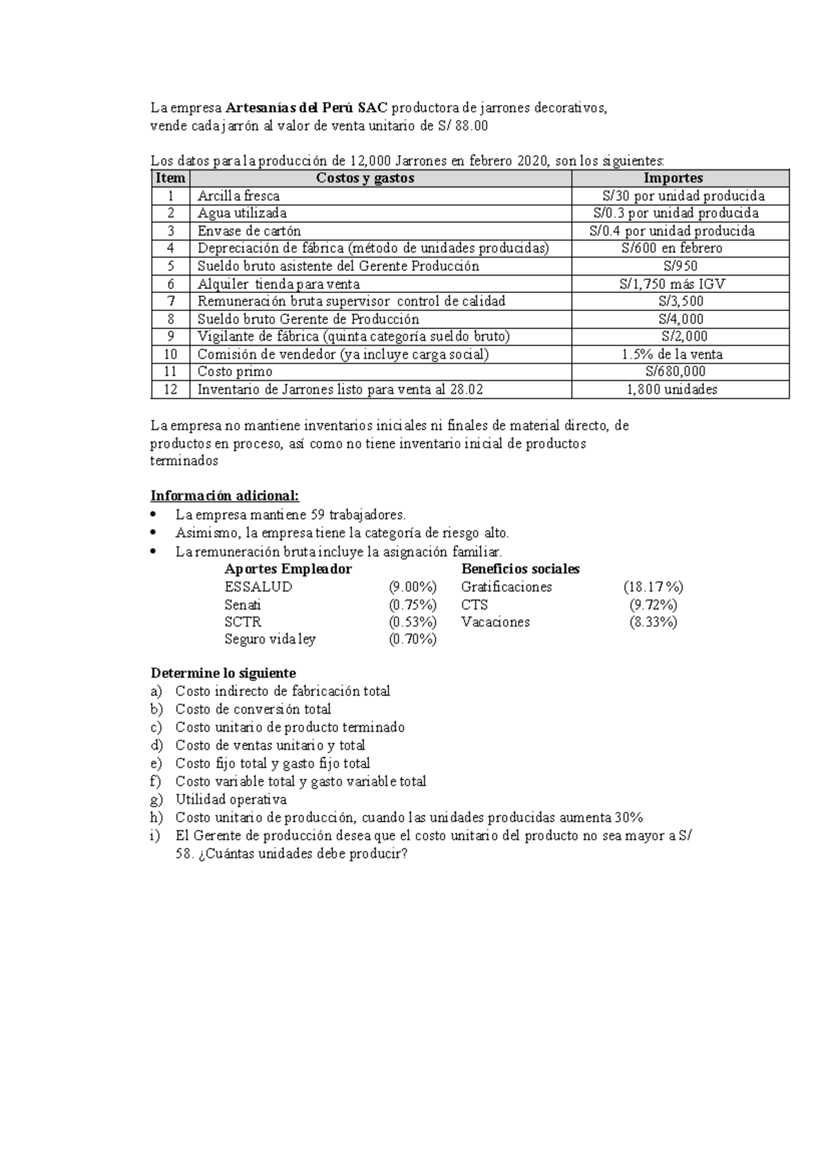 CA 42 CASO Artesanias - Caso - La empresa Artesanías del Perú SAC ...