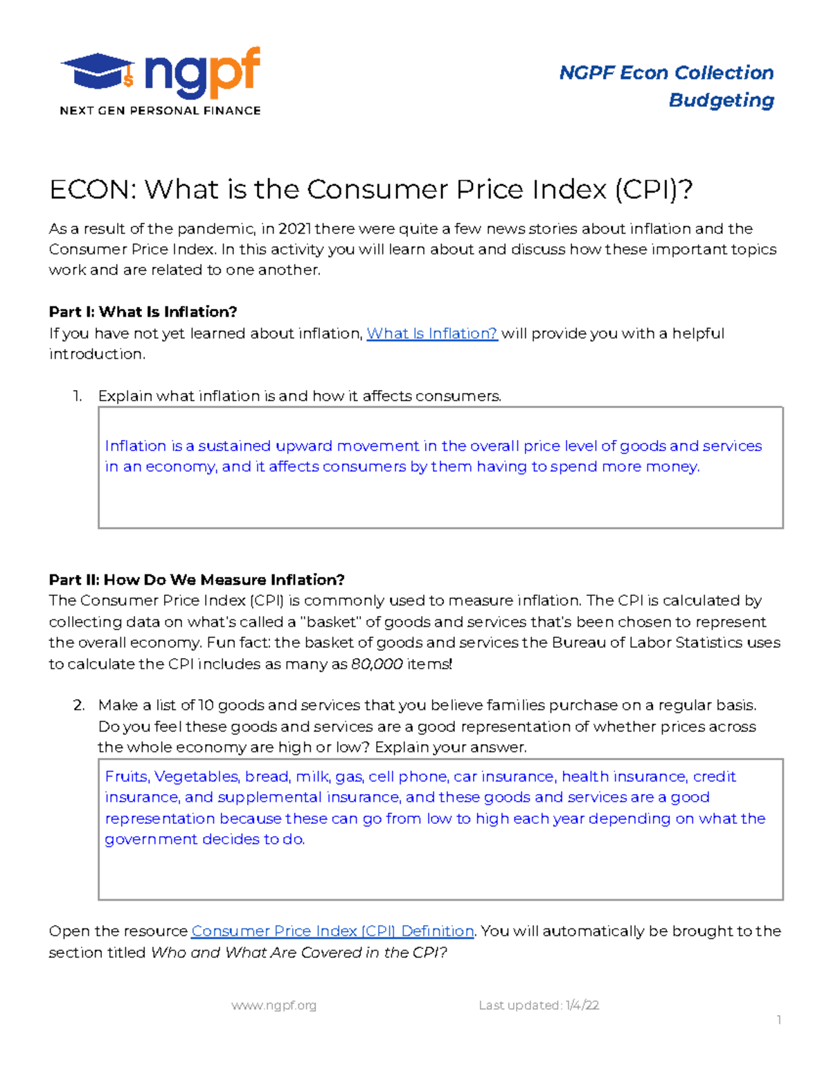 ECON What is the Consumer Price Index (CPI) - NGPF Econ Collection ...
