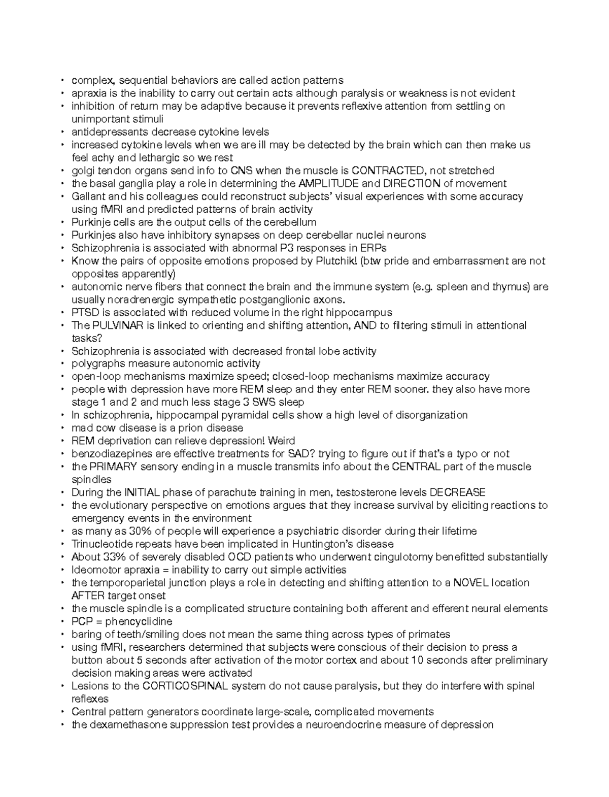 PSYC 321 notes on practice exam 5 psych 321 - complex, sequential ...